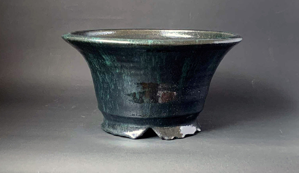 Deep Green! Round Bonsai Pot By Shuuhou 11.8