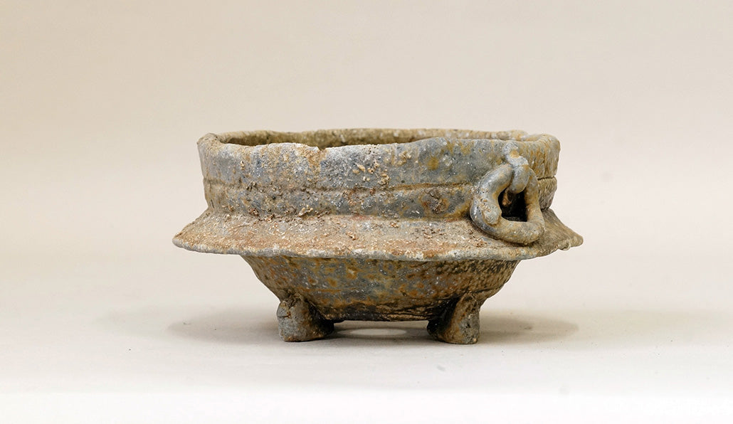 Toji Wood-Fired Bonsai Pot in Okama Style 4.3"(11cm) T002 +++ Shipping ...