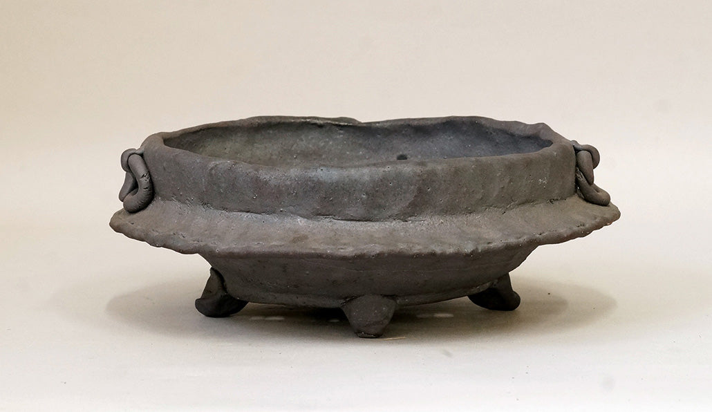 Toji Wood-Fired Bonsai Pot in Okama Style 6.4"(16.5cm) T004 +++ Shippi ...