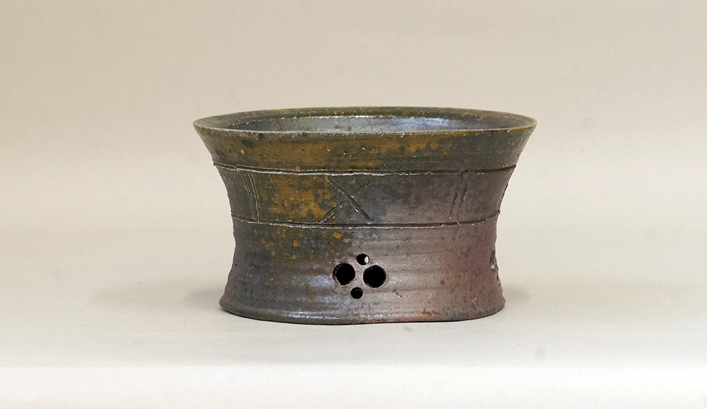 Toji Wood-Fired Bonsai Pot with High Feet 4.9"(12.5cm) T014 +++ Shippi ...